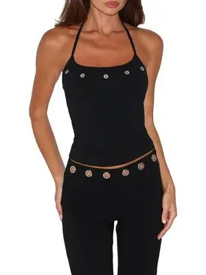 TIGER MIST Marren Button Halter Top - Black