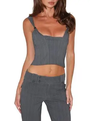 TIGER MIST Kittie Corset Top - Grey Stipe