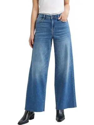 HIDDEN JEANS Raw Hem Wide Leg Jeans - Dark