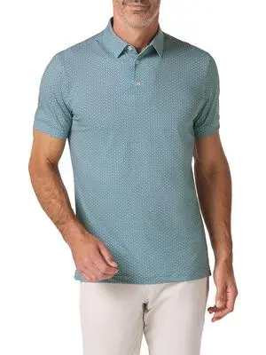 Mizzen+main Versa Trim Fit Performance Golf Polo - Eucalyptus Multi Circle