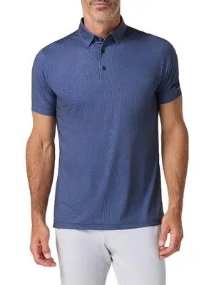 Mizzen+main Versa Trim Fit Geo Print Performance Golf Polo - Coastal Fjord Circle Texture