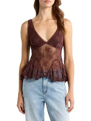 PACSUN Romee Lace Tank Brown