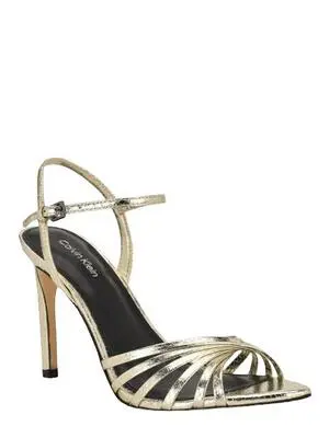 Calvin Klein Daniella Ankle Strap Pointed Toe Sandal - Gold