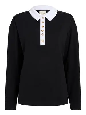 Khaite Long-sleeved Polo Shirt - Black / White