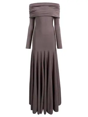 Khaite Genesis Off-the-shoulder Knit Dress - Titanium