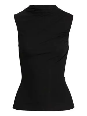 Theory Draped Stretch-jersey Top - Black