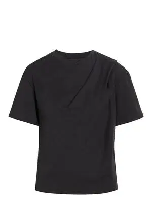 Theory Draped Supima Cotton-jersey T-shirt - Black