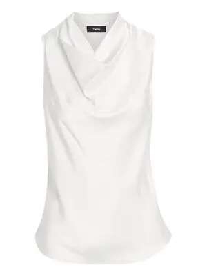 Theory Satin Draped Top - Ivory