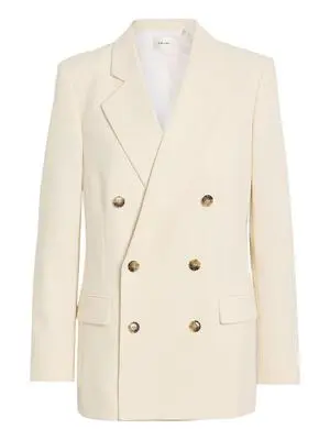 FRAME Double-breasted Twill Blazer - Ecru