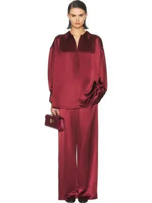 BY MALENE BIRGER Leonora Satin Blouse - Cabernet