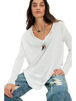 Free People We The Free Real One Long Sleeve Top - Ivory