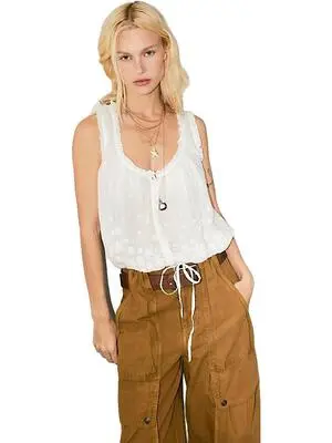 Free People Cherry Scallop Top - Clean Ivory