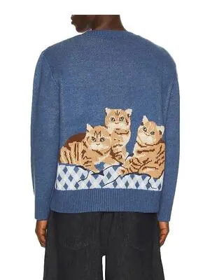 HOUSE OF SUNNY The Ginger Cat Sweater - Mid Blue