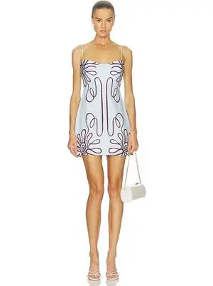 CALA DE LA CRUZ Lucca Printed Linen Dress - Namur Celeste