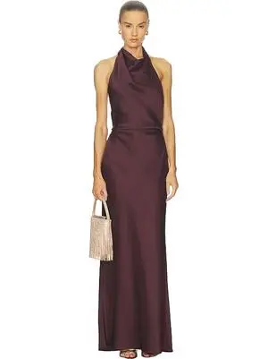 Simkhai Reannon Draped Gown - Mahogany