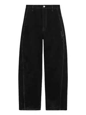 Cos Flocked Denim Barrel-leg Pants - Black