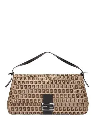 FWRD RENEW Fendi Zucchino Baguette Shoulder Bag - Beige