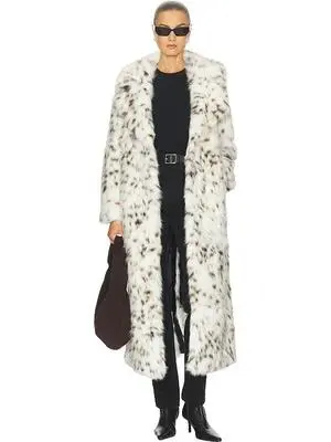 Apparis Gabrielle Snow Leopard Maxi Coat - Blanc Multi