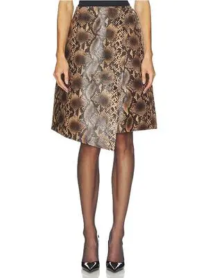 VAILLANT Apron-style Leather Midi Wrap Skirt - Python
