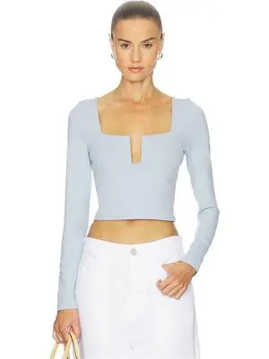 Susana Monaco Square Wire Long Sleeve Top - Frost