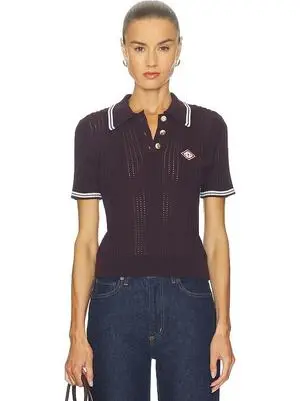 Casablanca Short Sleeve Polo Top - Aubergine