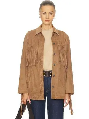 Free People Fringe Out Faux Suede Shacket - Toasted Coconut