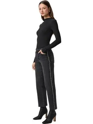 Paige Mason Ankle Straight Jean - Black