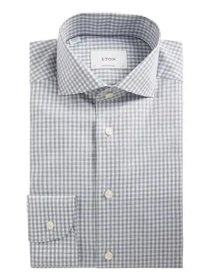 Eton Cotton Twill Melange Check Shirt - Blue