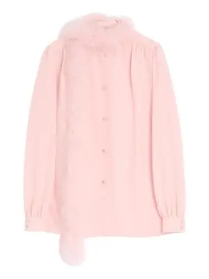Valentino Garavani Silk Feather Boa Blouse - Pink