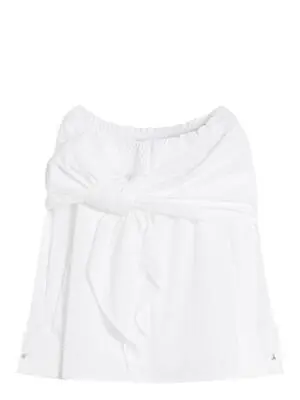 Max Mara Cotton Asymmetrical Bow Blouse - White