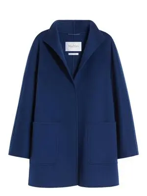 Max Mara Cashmere Funnel Neck Coat - Blue