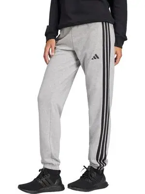 Adidas Essentials 3-stripes French Terry Cuffed Pants - Medium Grey Heather / Black