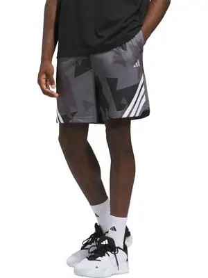 Adidas Basketball 3-stripes Aop Short - Grey Four