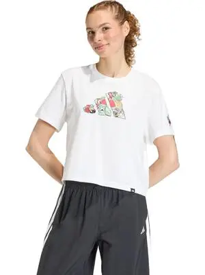 Adidas Food Cropped Loose Graphic T-shirt - White
