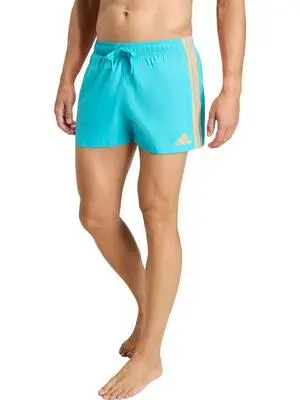 Adidas 3-stripes 3-inch Swim Shorts - Lucid Cyan / Lucid Orange