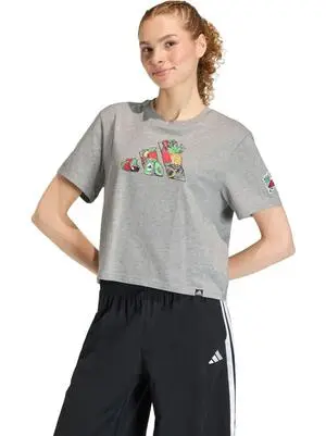 Adidas Food Cropped Loose Graphic T-shirt - Medium Grey Heather
