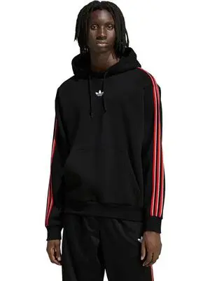 Adidas Tipped Stripes Hooded Sweatshirt - Black