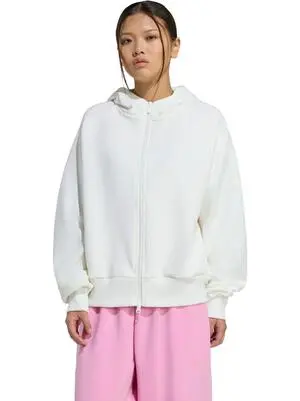 Adidas Soft Lux Full-zip Hoodie - Off White