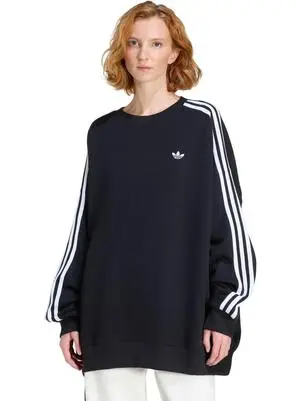 Adidas 3-stripes Oversized Adilenium Crew Sweater - Black / White