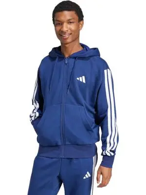 Adidas Essentials 3-stripes Fleece Hoodie - Dark Blue / White