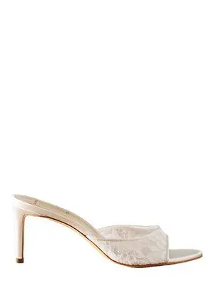 BLACK SUEDE STUDIO Celeste Mesh Mule Heels - White Lace