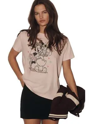Junk Food Minnie Mouse And Daisy Duck Graphic Tee - Baby Pink