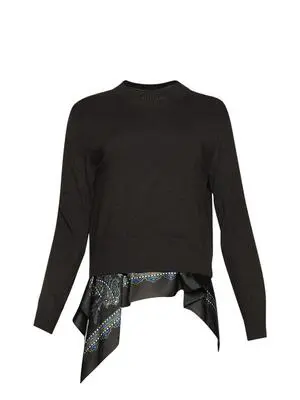 Sacai Paisley Print Wool Knit Pullover - Brown