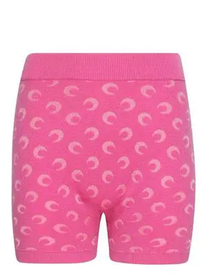MARINE SERRE Moon Jacquard Knit Shorts - Pink