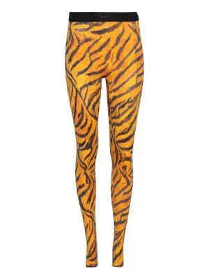 MARINE SERRE Tiger Printed Jersey Leggings Medium - Orange