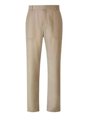 Brioni Wool Trousers With Elastic Waistband - Neutrals