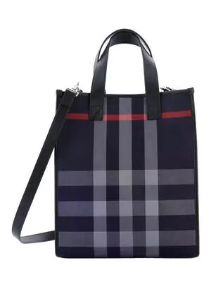 BURBERRY Book Check E-Canvas Medium Tote Bag