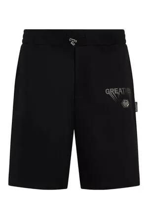 Philipp Plein Fleece Logo Shorts - Black