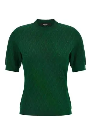 Versace Jacquard Short-sleeve Sweater - Green
