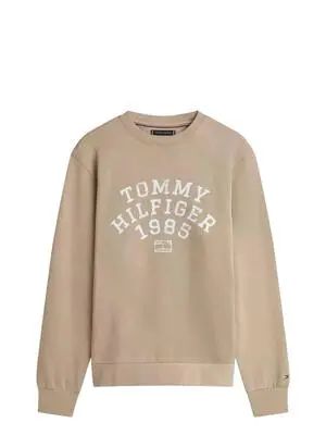Tommy Hilfiger Logo-lettering Crew-neck Sweatshirt - Neutrals